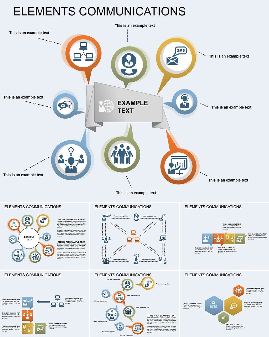 Elements Communication PPT Diagram - 18 Slides