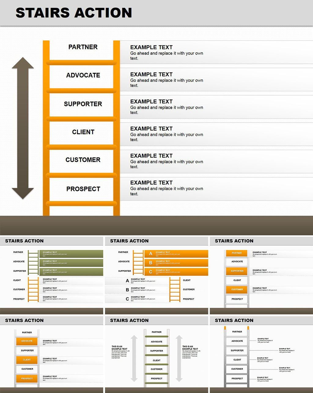 Stairs Action PowerPoint Diagrams: 16 Dynamic Slides