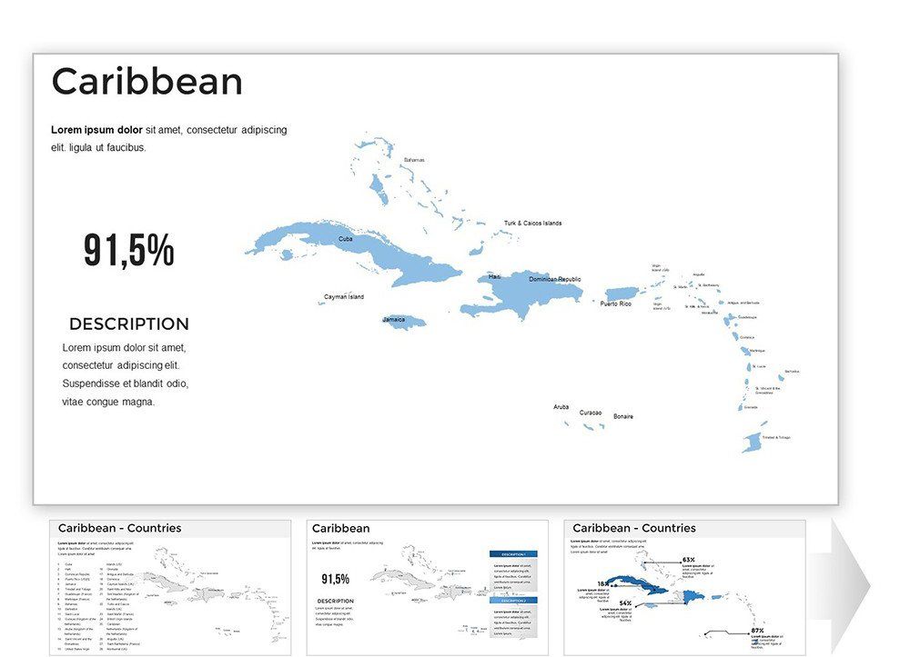 Caribbean Islands PowerPoint Maps: Download Editable PPTX Templates