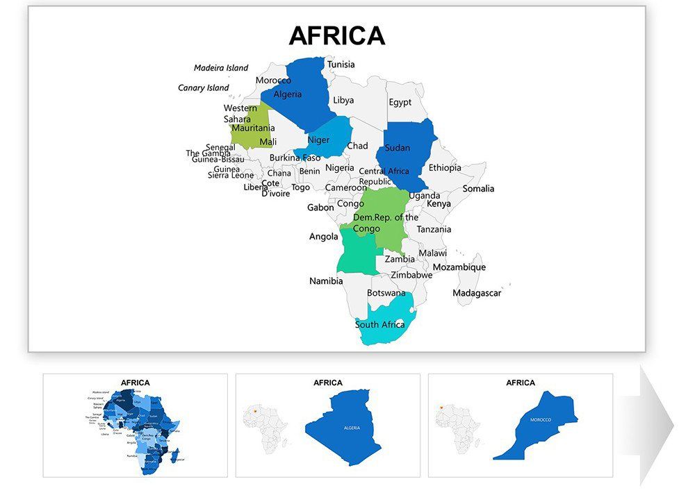 Africa PowerPoint Maps Template: 36 Pro Slides