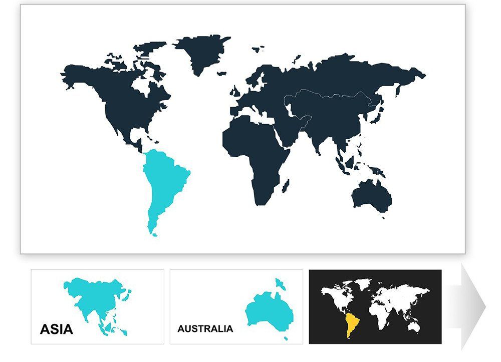 World Map PowerPoint Template with Continents: Download PPT