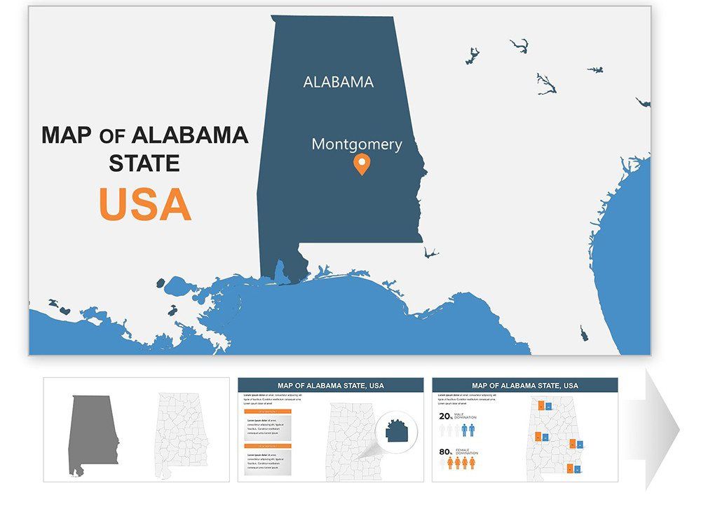 USA State Alabama PowerPoint Maps: Download PPT