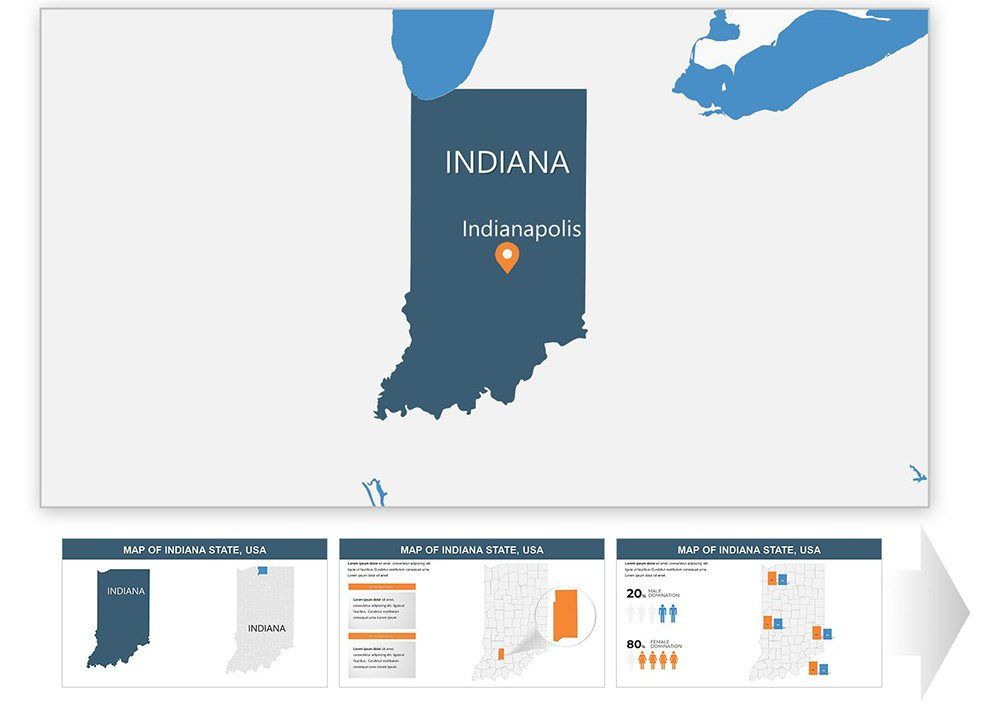 USA State Indiana PowerPoint Maps Template for Presentation
