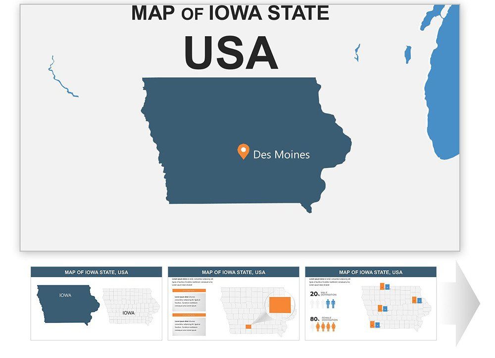 USA State Iowa Counties PowerPoint Maps Template