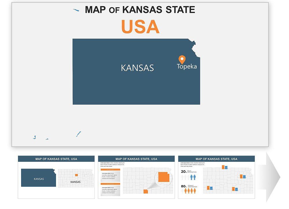 USA State Kansas Counties PowerPoint Maps Template