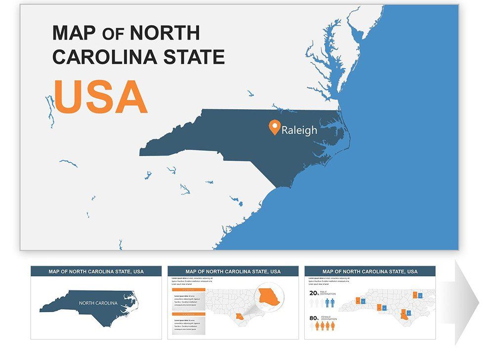 North Carolina USA PowerPoint Maps Template: Download PPT