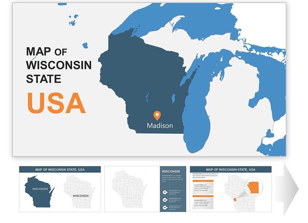 Download Wisconsin PowerPoint Map Templates - Editable USA PPT Slides