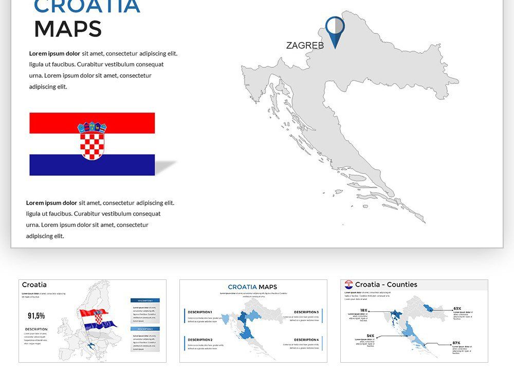 Croatia Pro PPT Maps: 36 Editable Slides