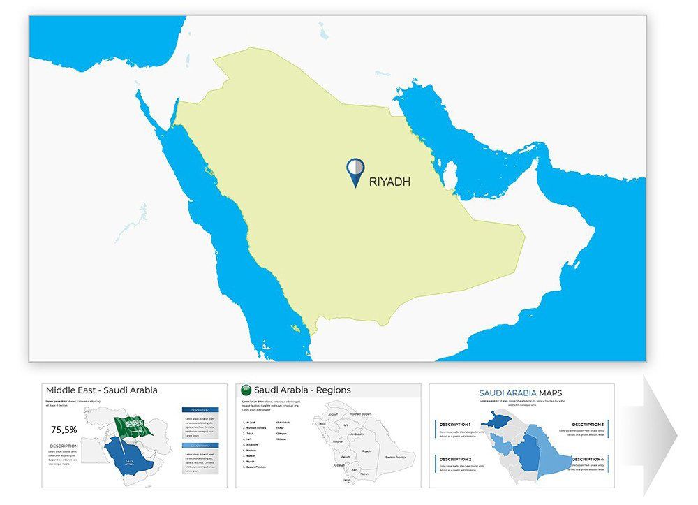 Saudi Arabia Maps PPT: Customizable for Projects