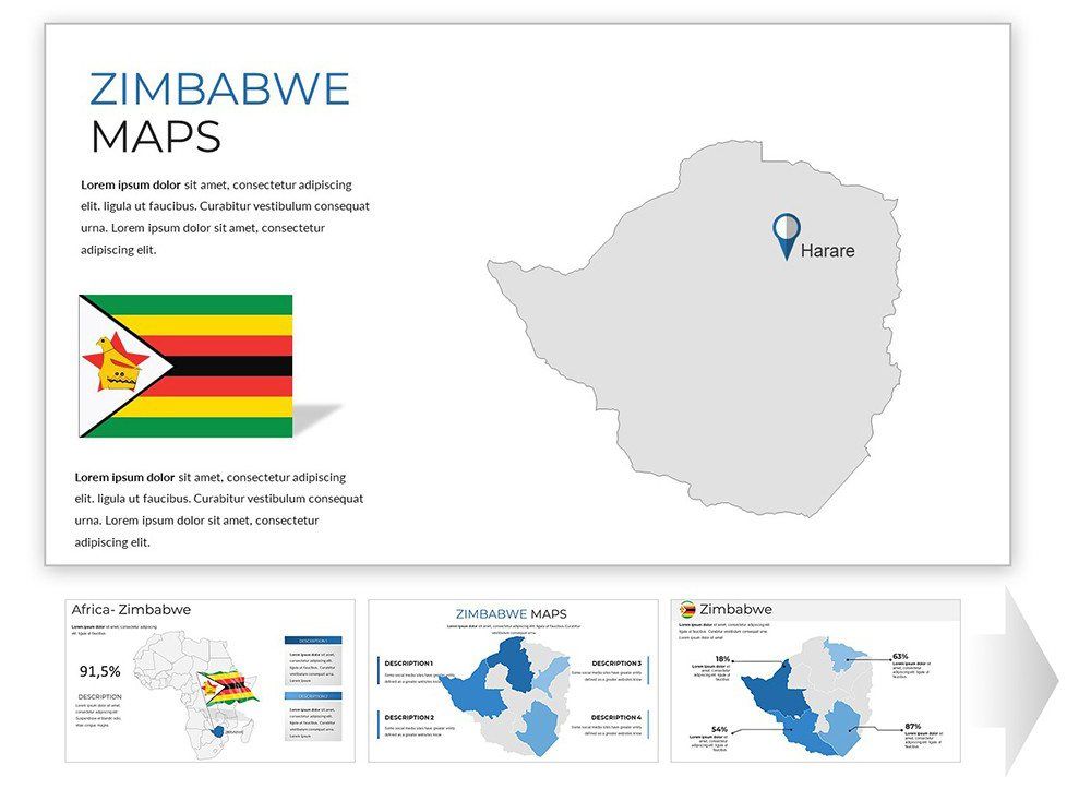 Zimbabwe Maps PPT Template: 36 Customizable Slides