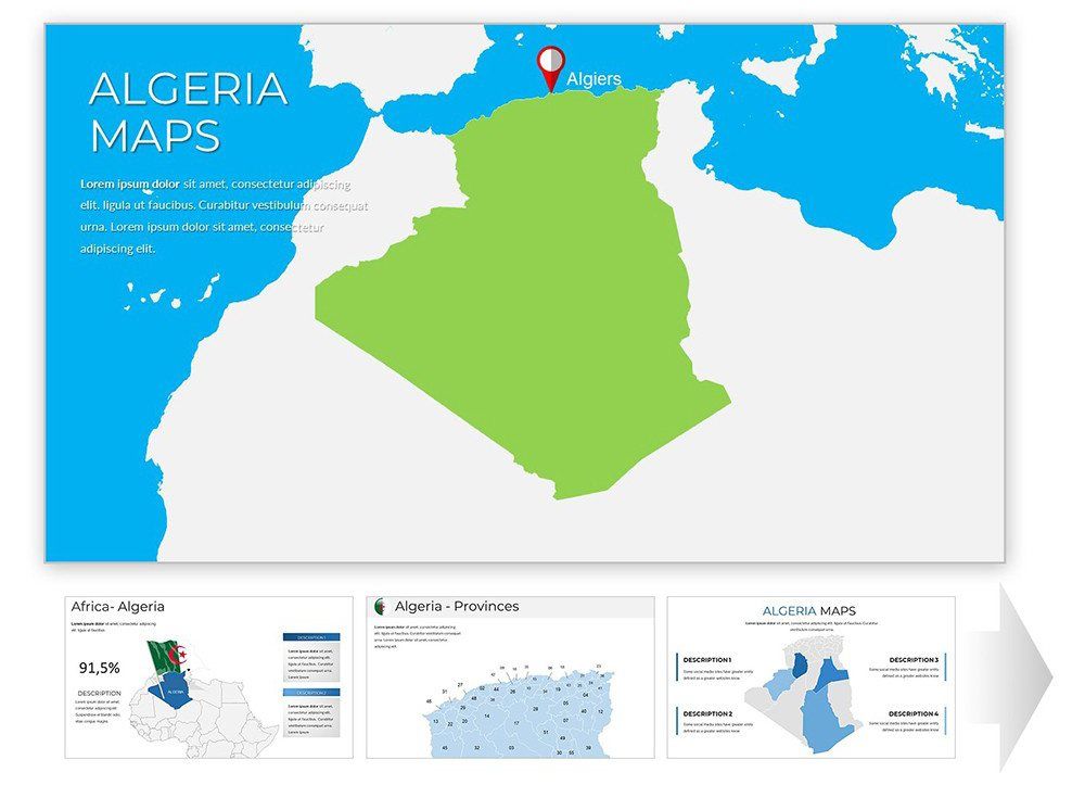 Editable Algeria Map PPT Template - 36 Slides