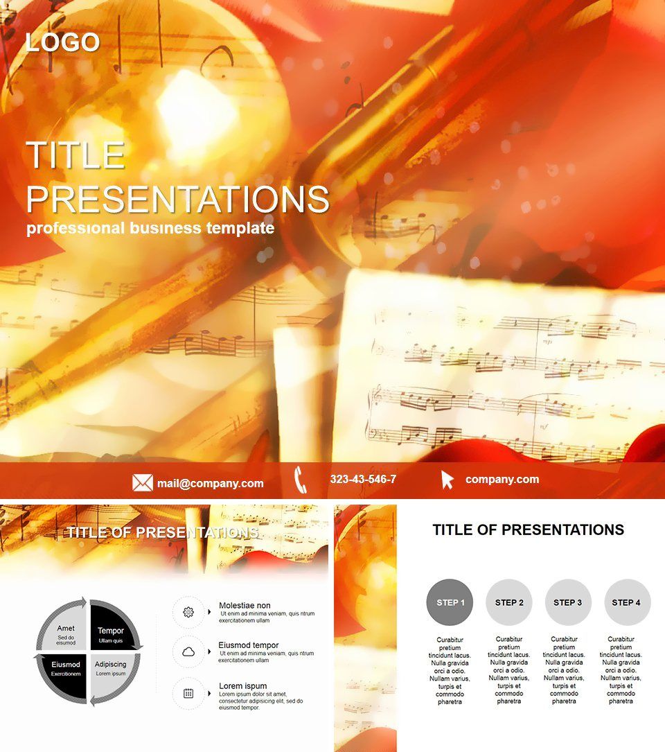 Musical instruments for a concert PowerPoint template | ImagineLayout.com