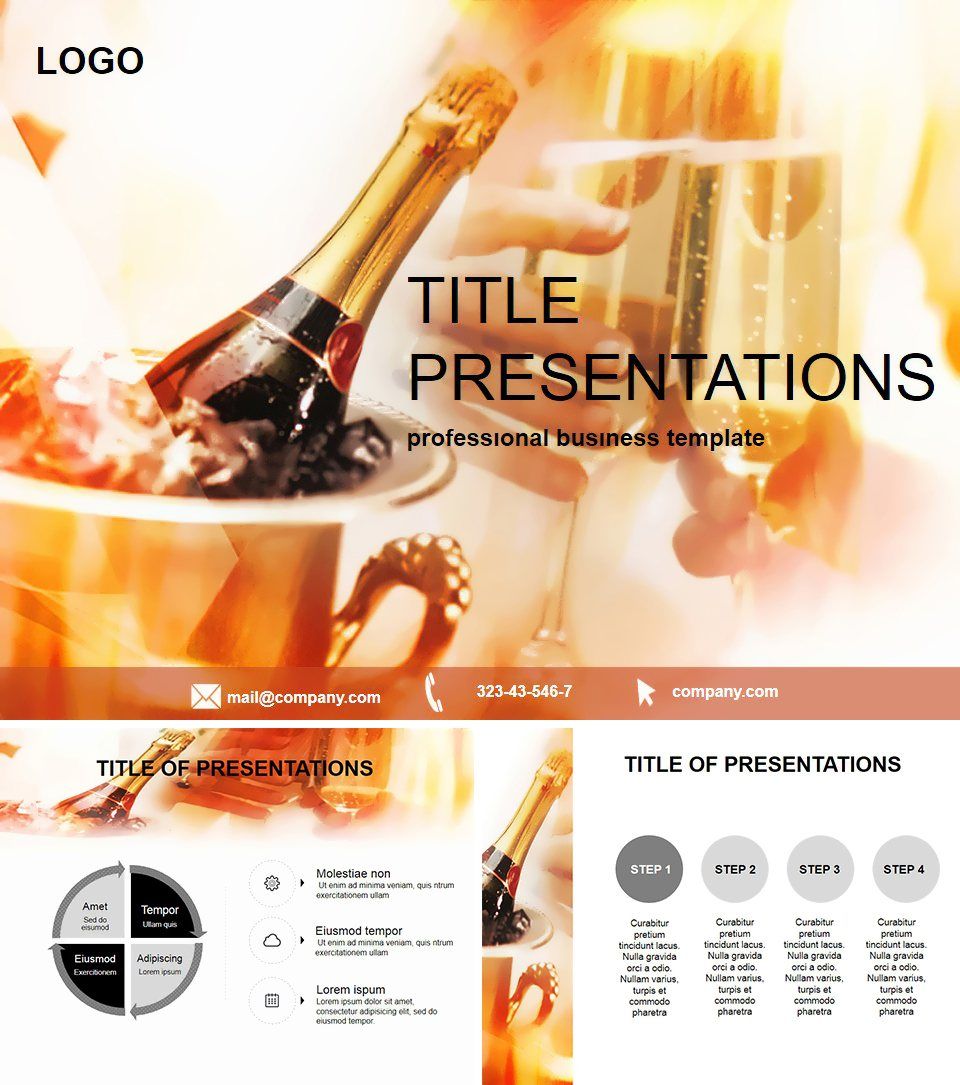 Festive Champagne Celebration PPT Template