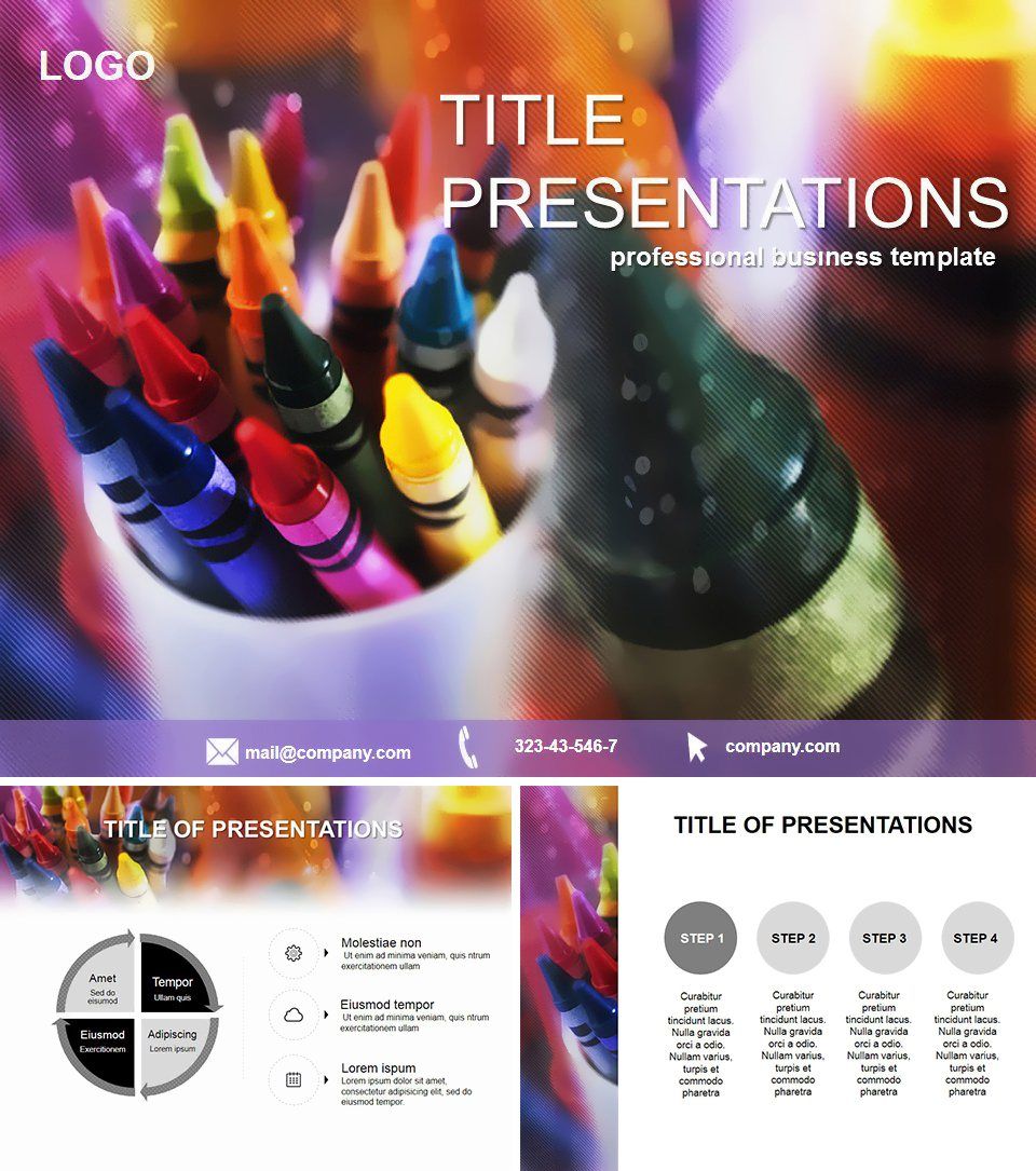 Vibrant Creativity Unleashed: Colored Pencils for Children PowerPoint