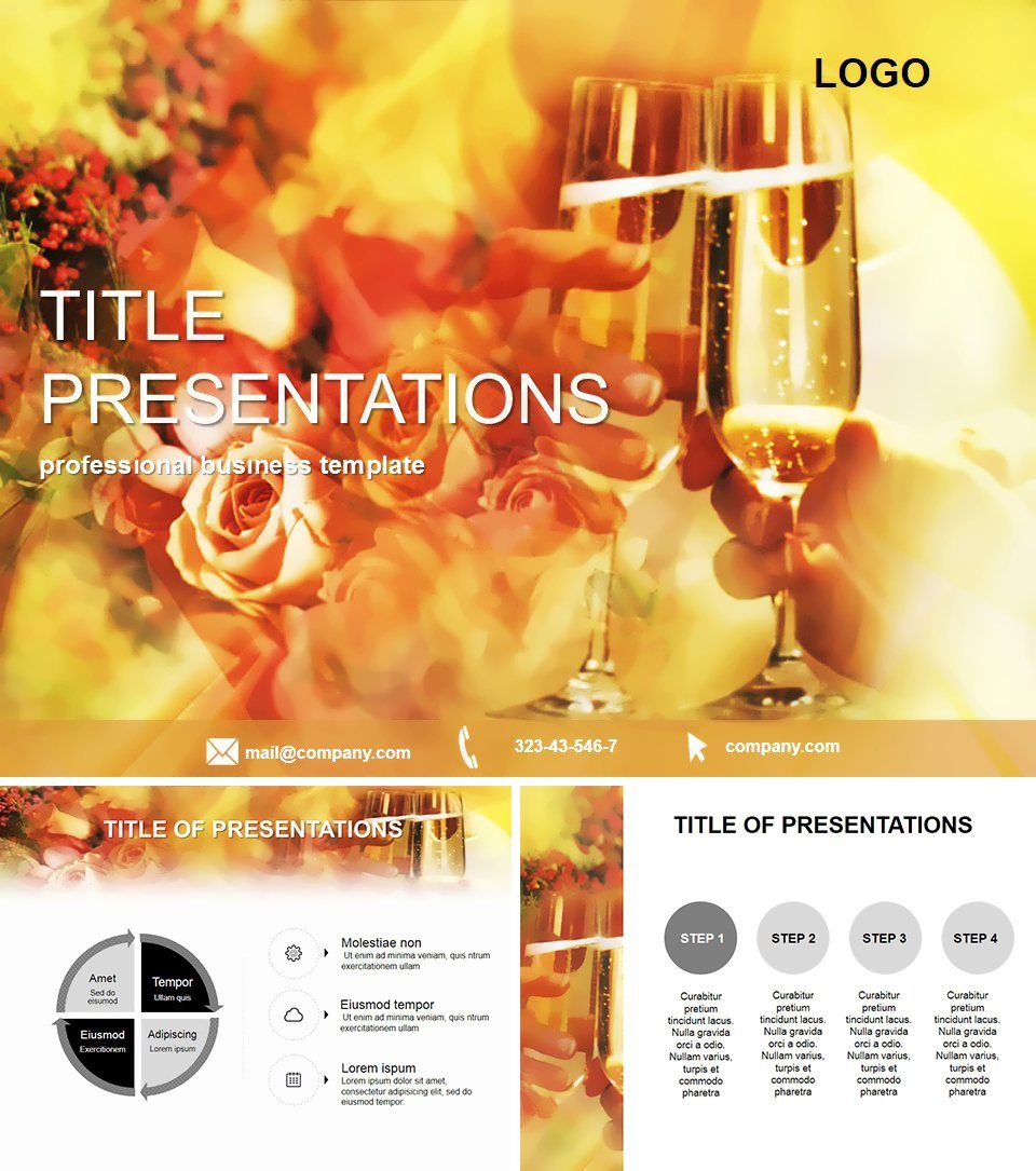 Flowers Champagne Celebration PPT Template