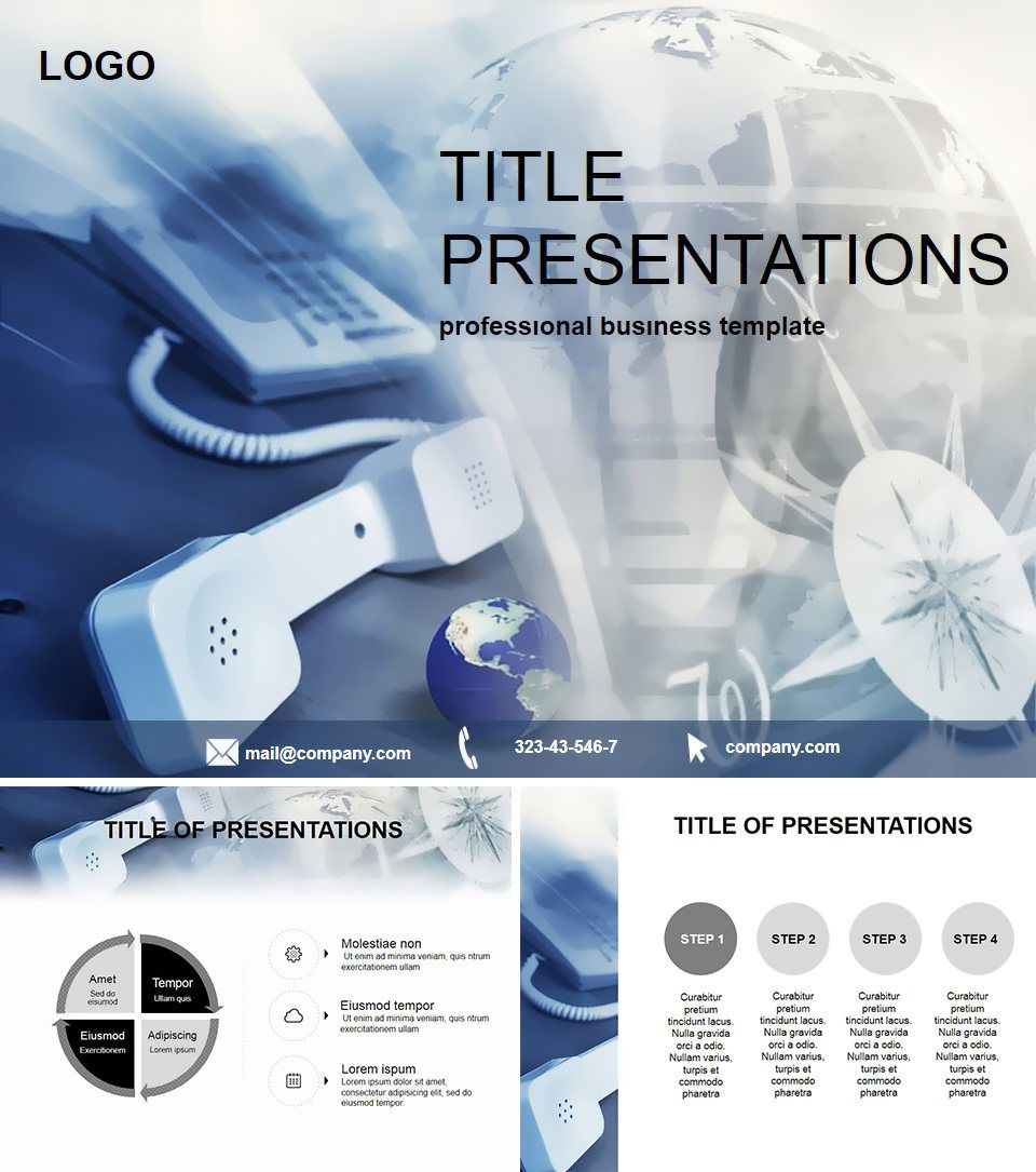 Telephone Communications World PowerPoint template