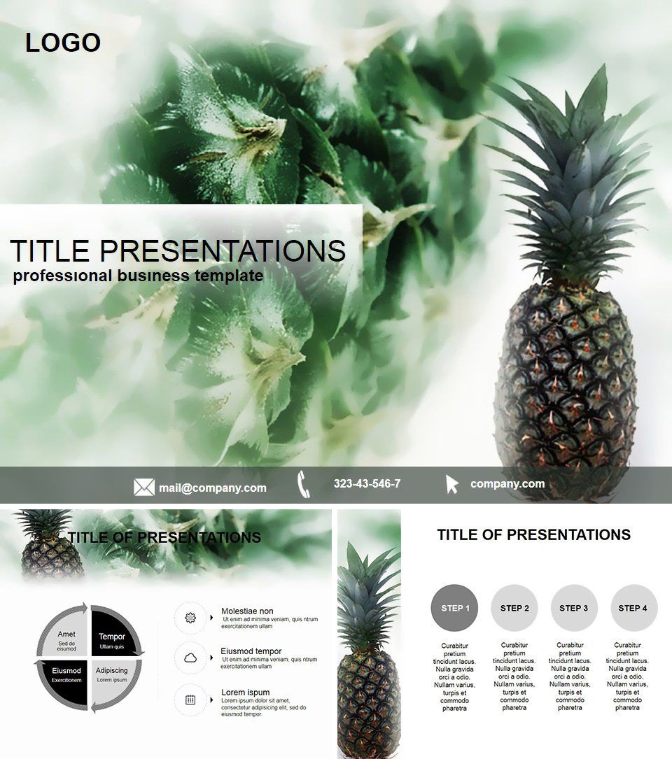 Delicious pineapple PowerPoint templates