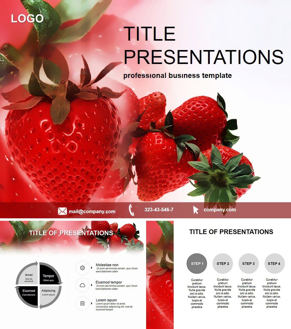 Sweet Strawberries PowerPoint Template: Presentation