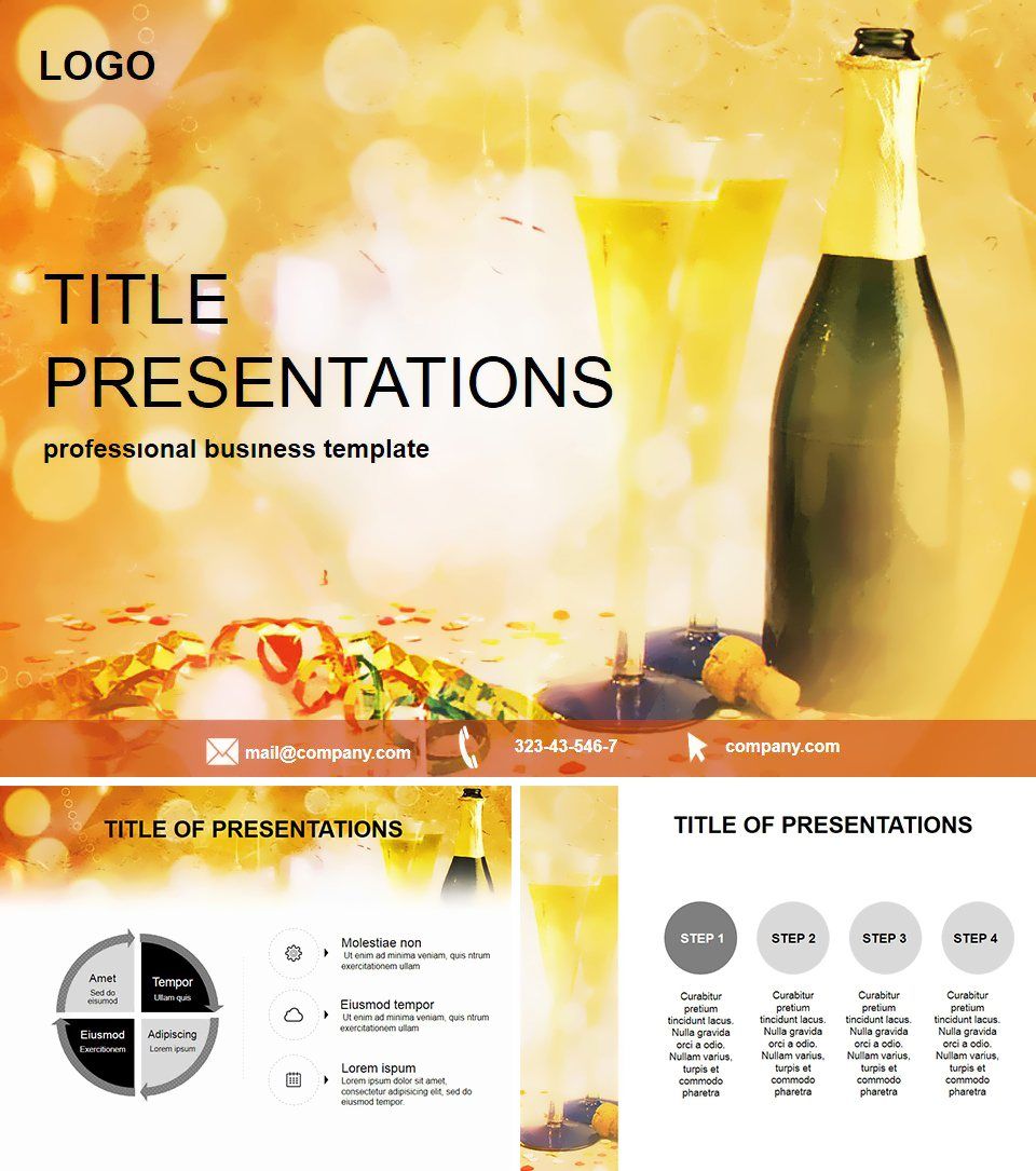 Festive Champagne Glass PPT Template
