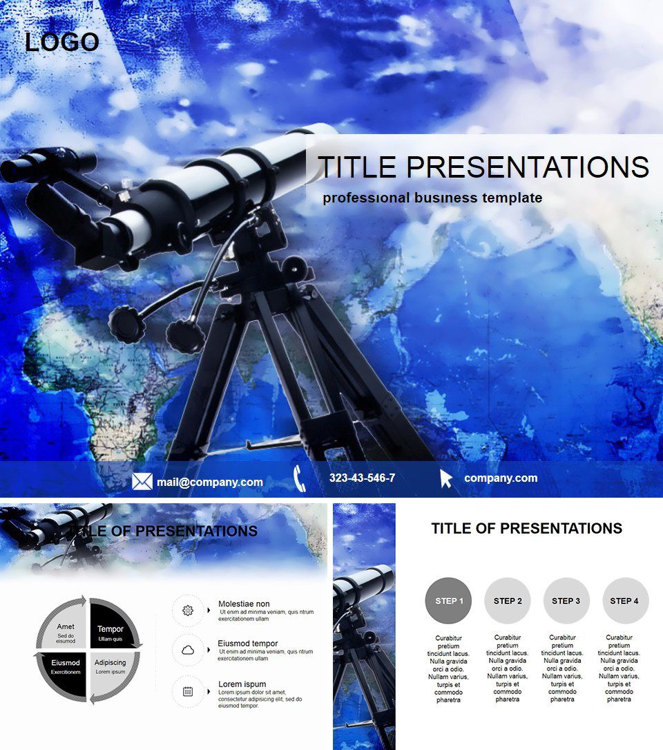 Astronomical telescope and the world PowerPoint Template