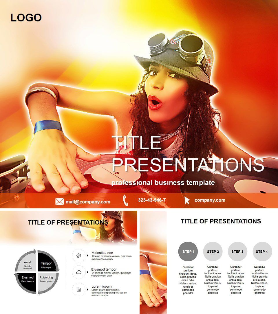 DJ Music Download PowerPoint Template - 28 Diagrams