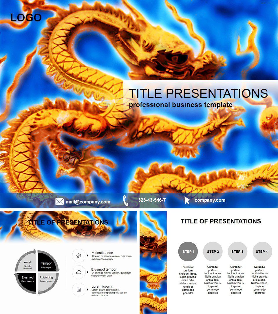 Chinese dragons PowerPoint Template for presentation | ImagineLayout.com