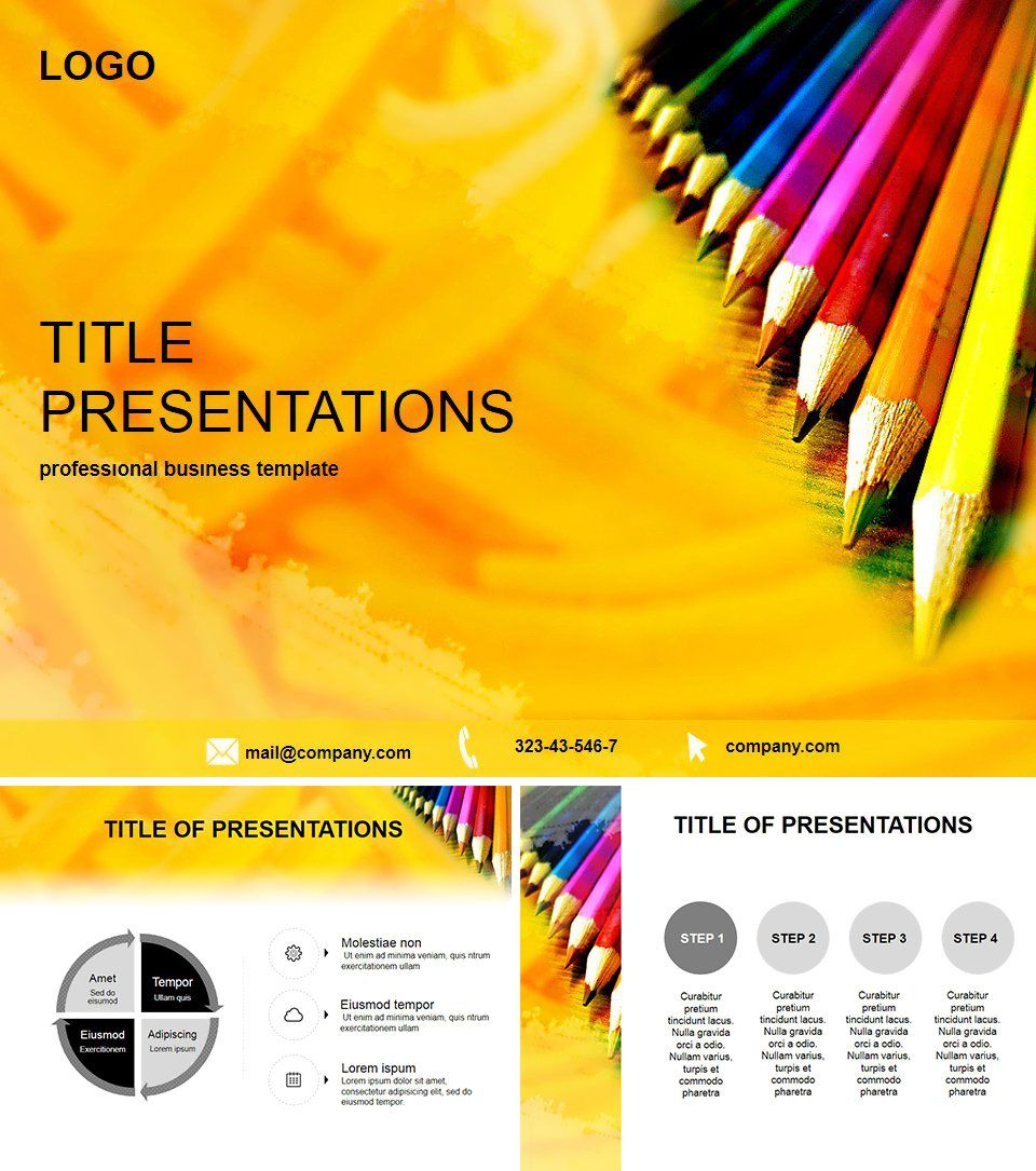 Vibrant Color Pencil PowerPoint Template