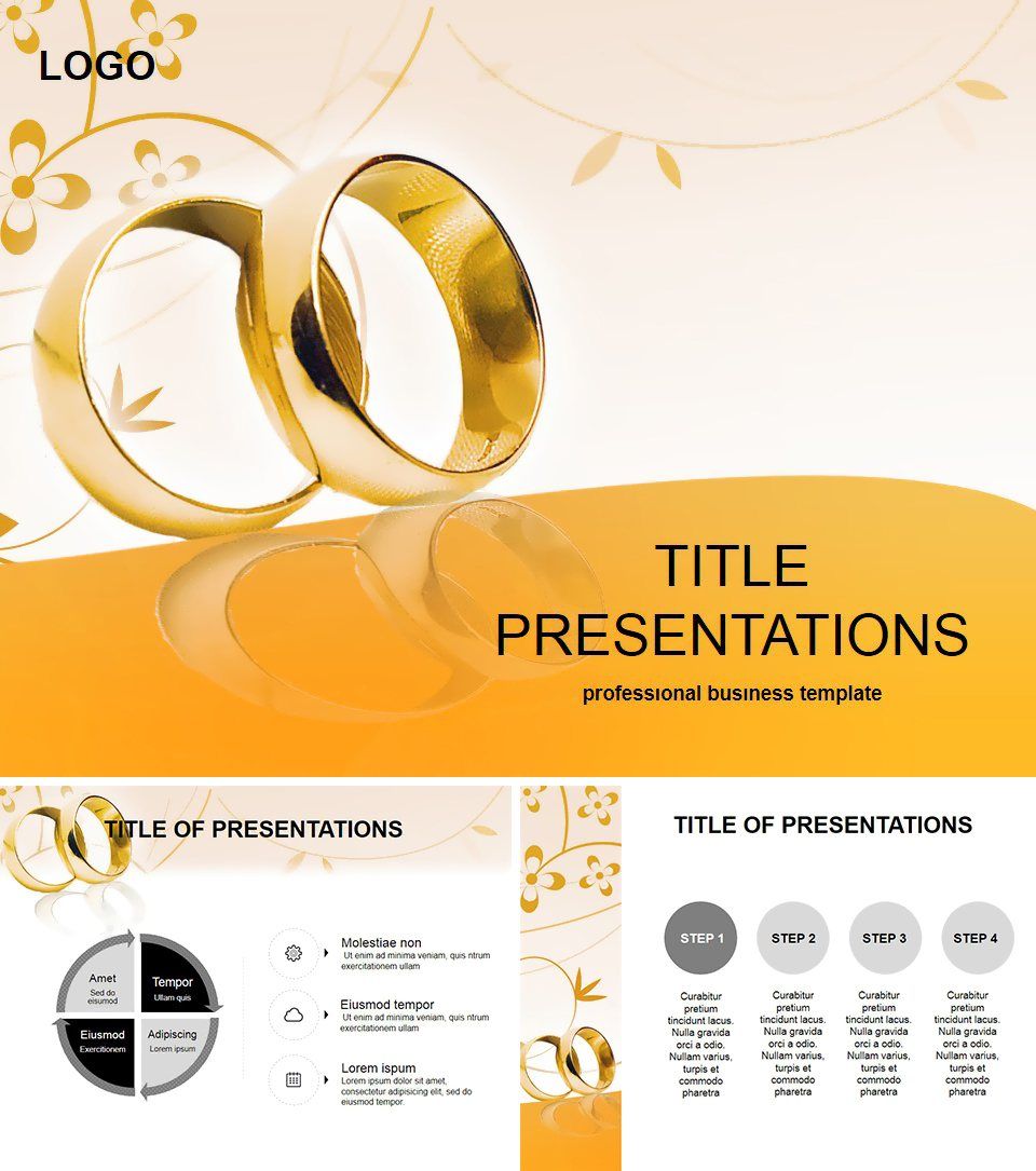 Gold Engagement Rings PowerPoint template