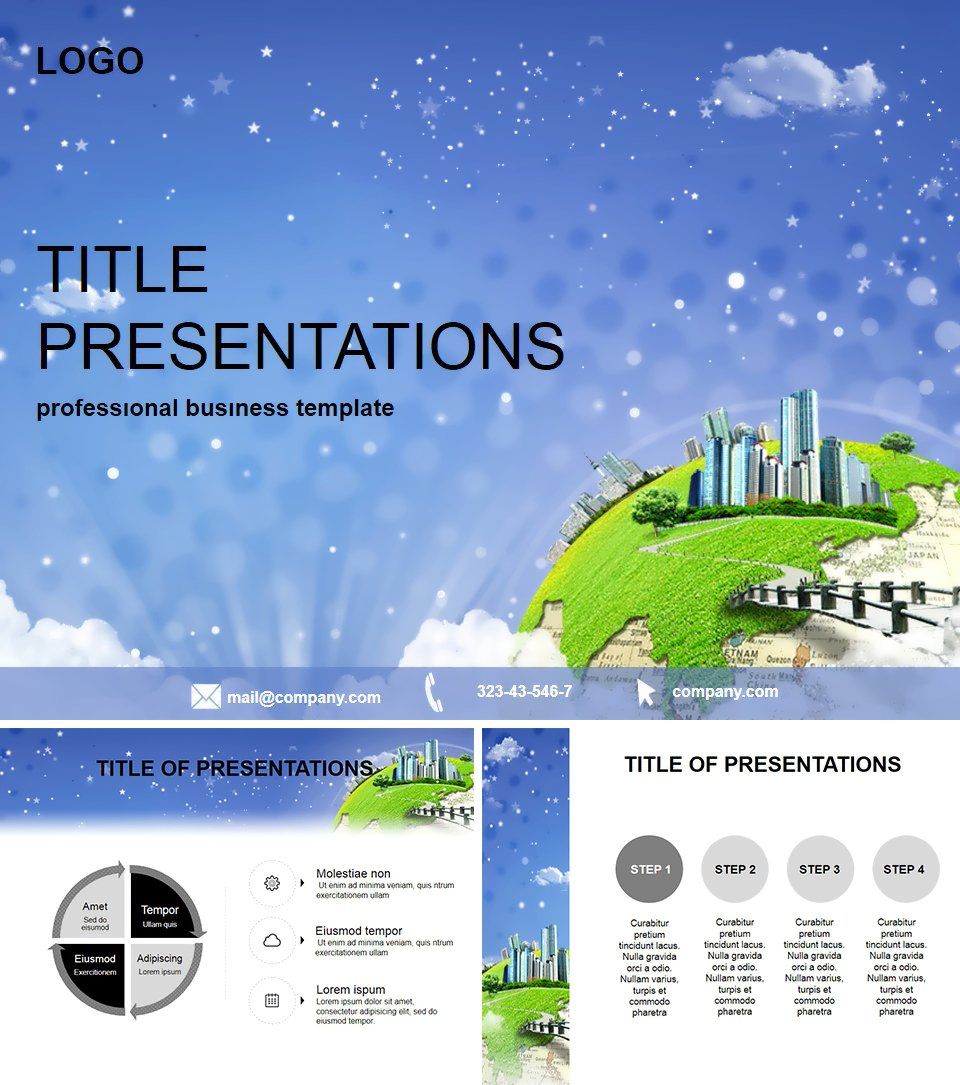 Green World and City PowerPoint template