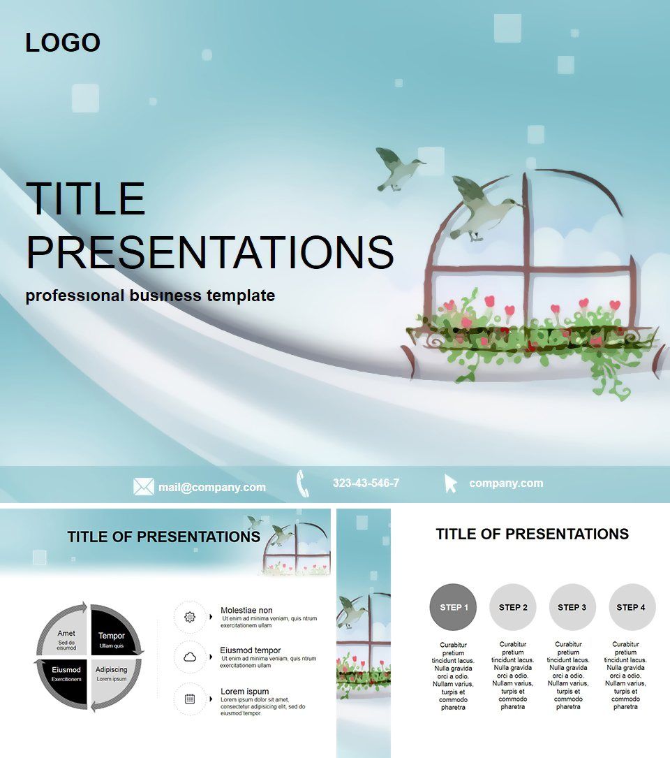 Free Open Window PowerPoint Template Pack
