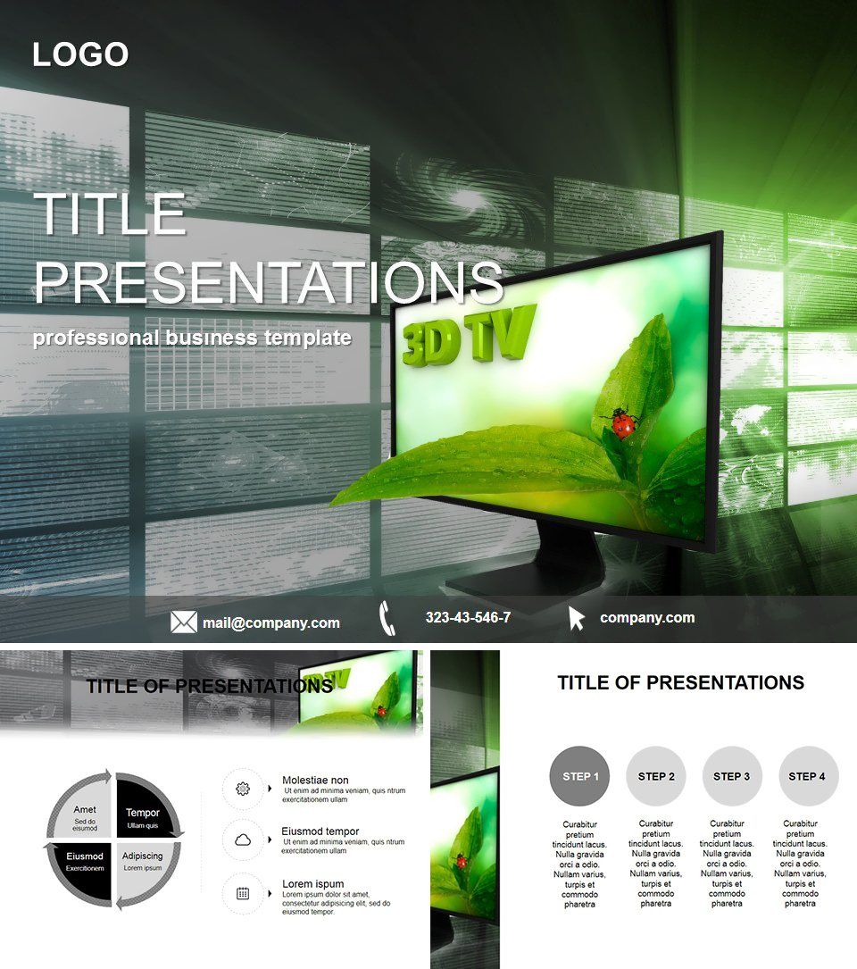 3D TV PowerPoint Template: Design Presentation