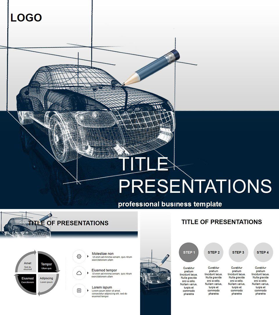Car 3D Modeling PowerPoint template