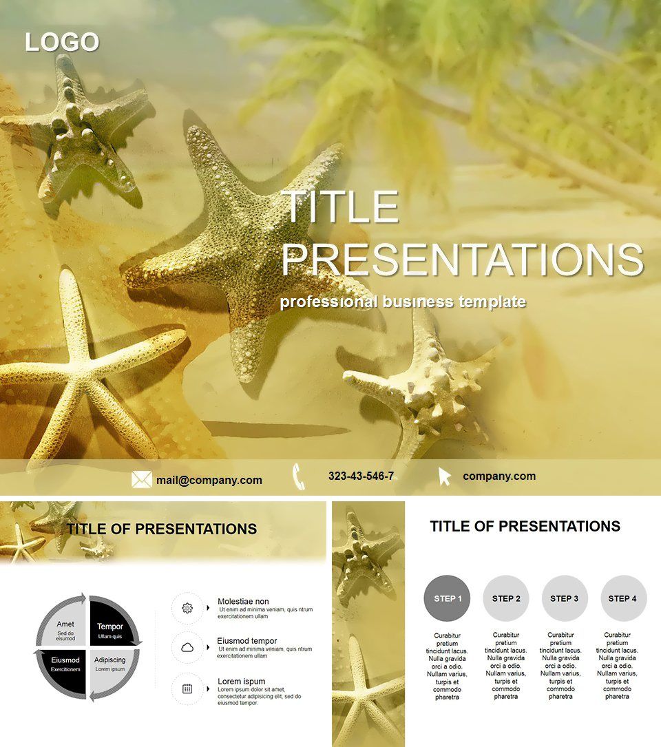 Seashell Theme PowerPoint Template for Travel