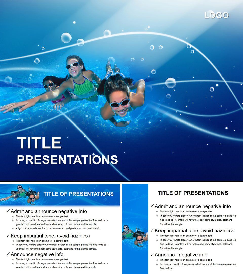 Children Swim PowerPoint Templates
