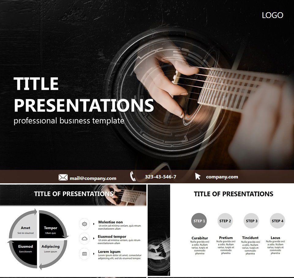 Tutorial Guitar PowerPoint Template - Professional Presentation | Download