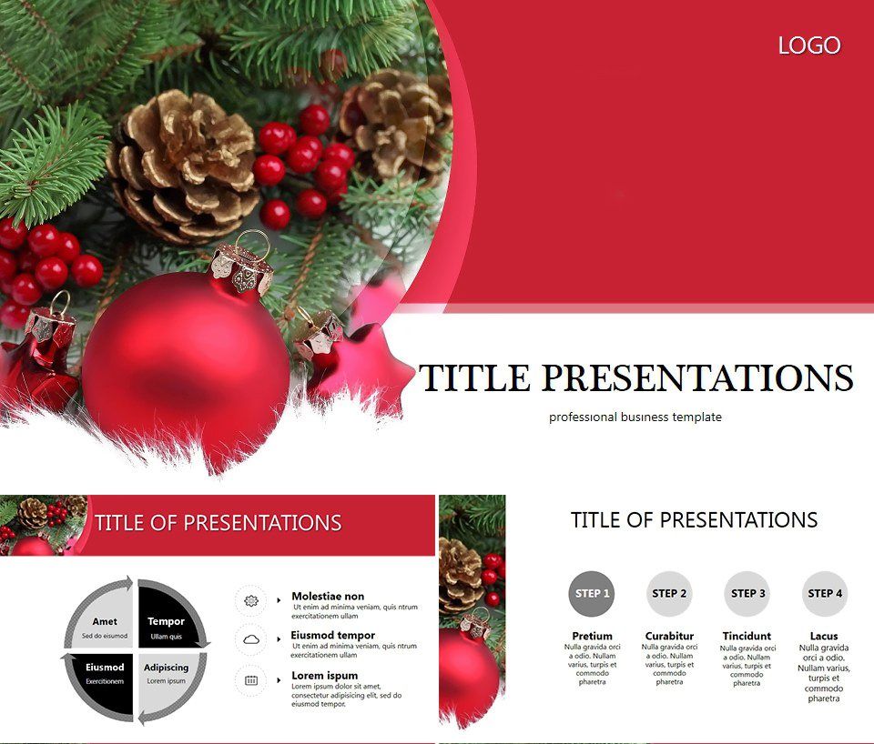 Christmas Decorations for Interior PowerPoint template