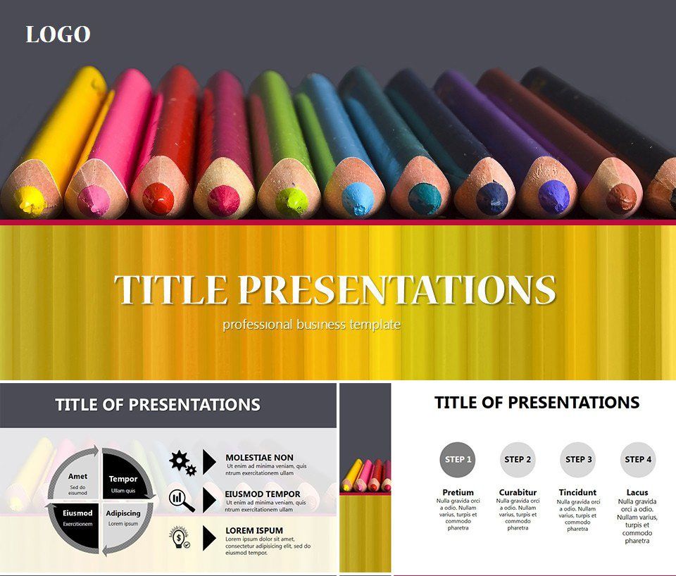 Colored Pencils PowerPoint Template | Creative Backgrounds and Themes