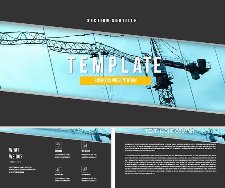 Construction crane houses PowerPoint template