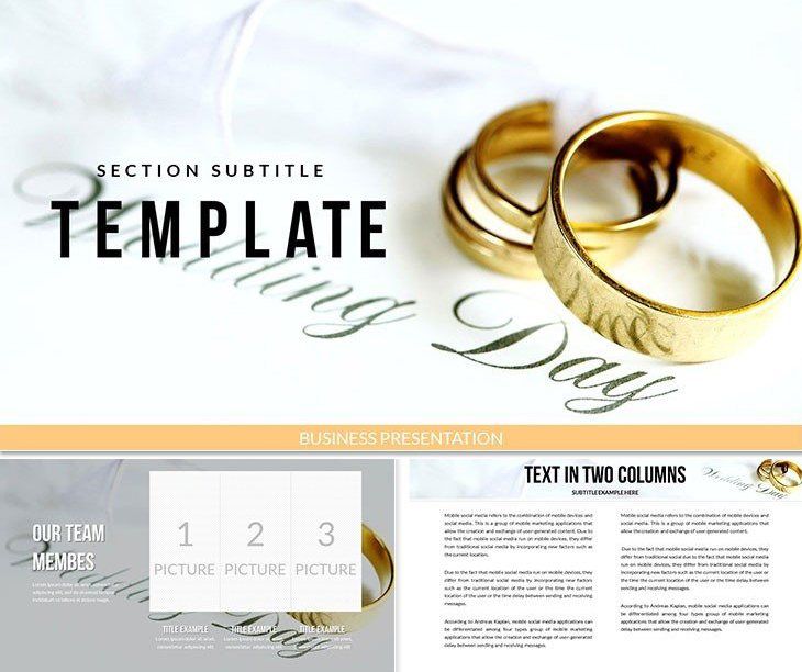 Wedding: Gold Engagement Rings PowerPoint templates