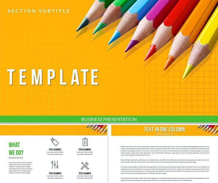 Colored pencils for Drawing PowerPoint templates