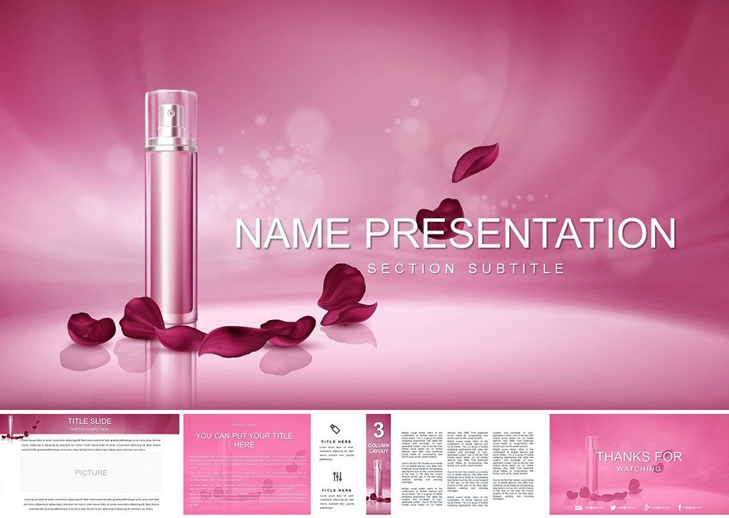 Perfume Roses PowerPoint Template for Wellness Brands