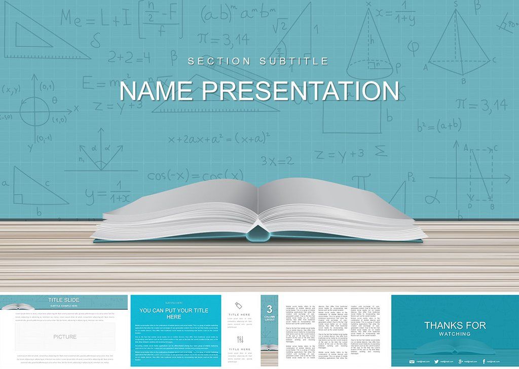 Mathematics Books Download PowerPoint Template for Education