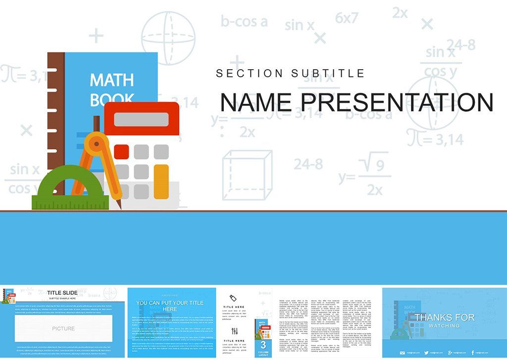Math Book PowerPoint Template for Educational Subjects