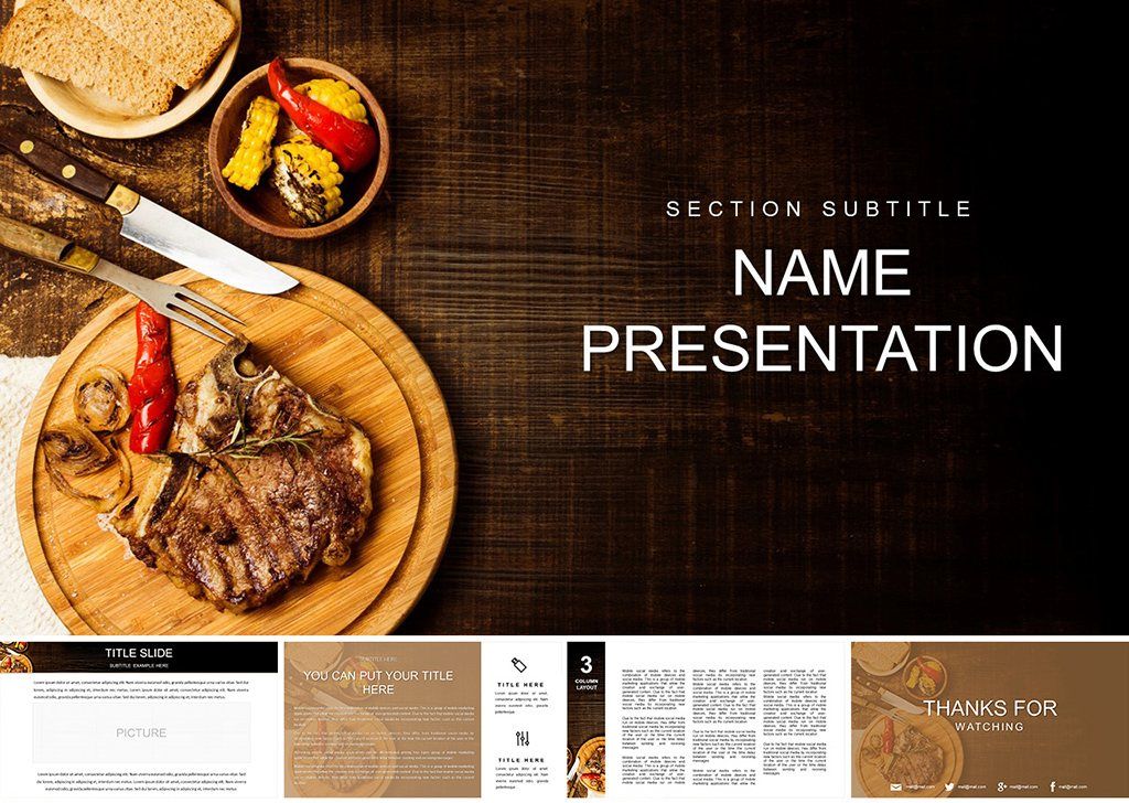 Most Popular Beef Recipes PowerPoint Template for Meat Lovers