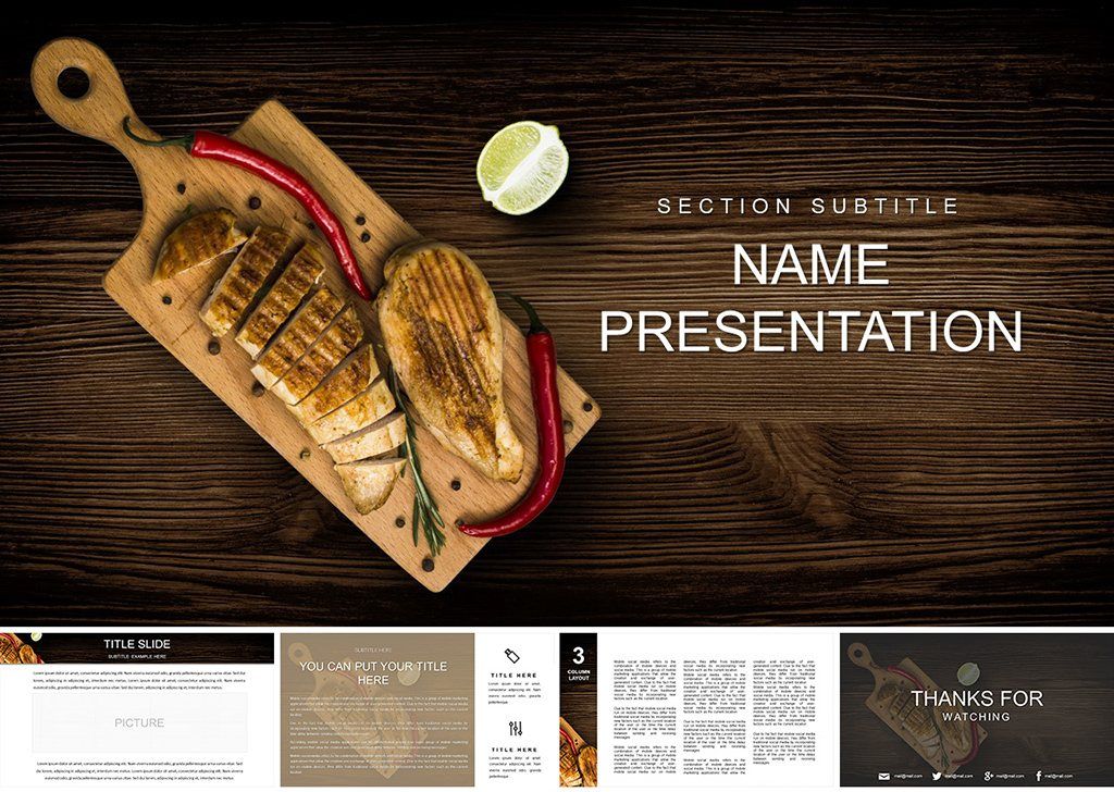 Grilled Chicken Breast Recipe PowerPoint template