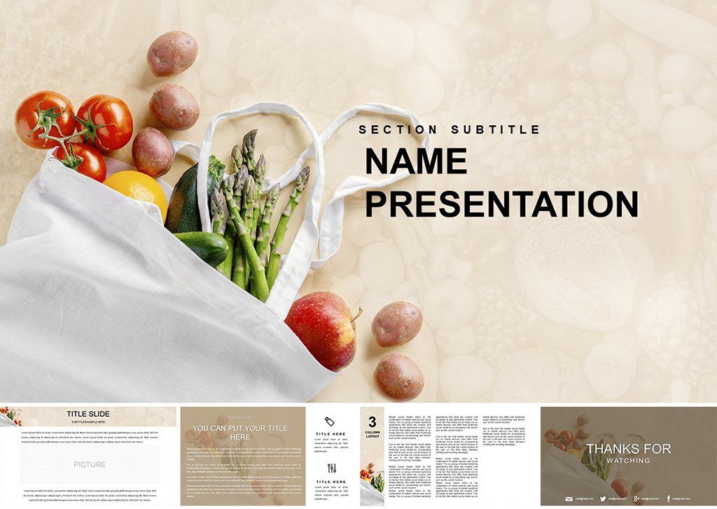 Shopping for Fruits and Vegetables PowerPoint template