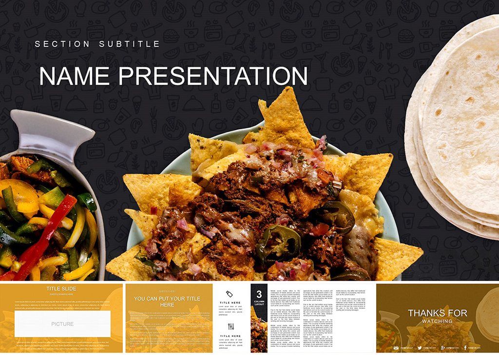 Nachos and Salsa Recipe PowerPoint Template for Mexican Food Fans