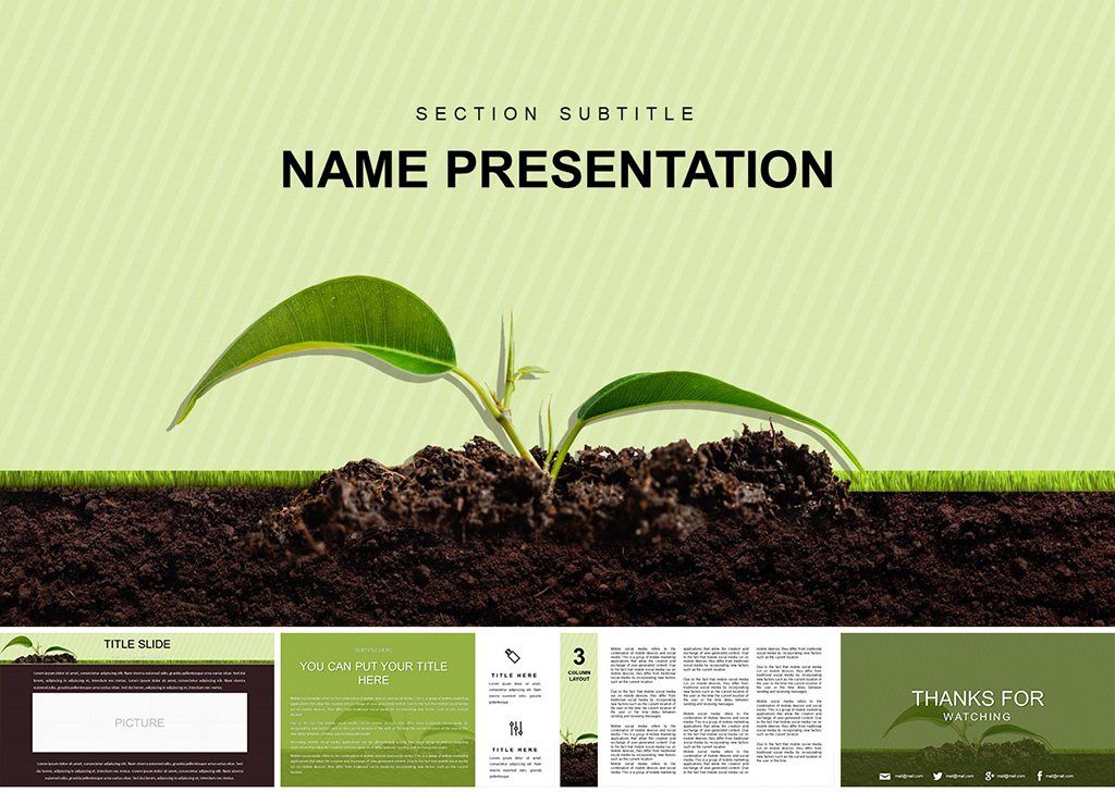 Flora Sprout Plants PowerPoint Template for Botanists