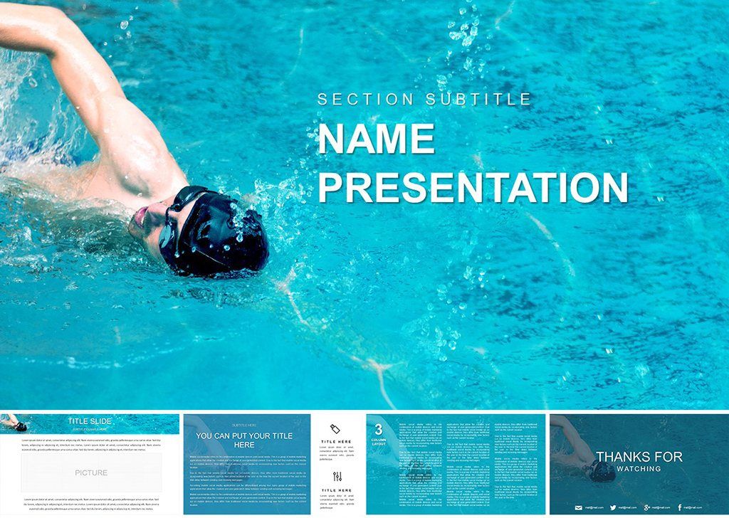 Swimmer Pool PowerPoint Template for Presentation