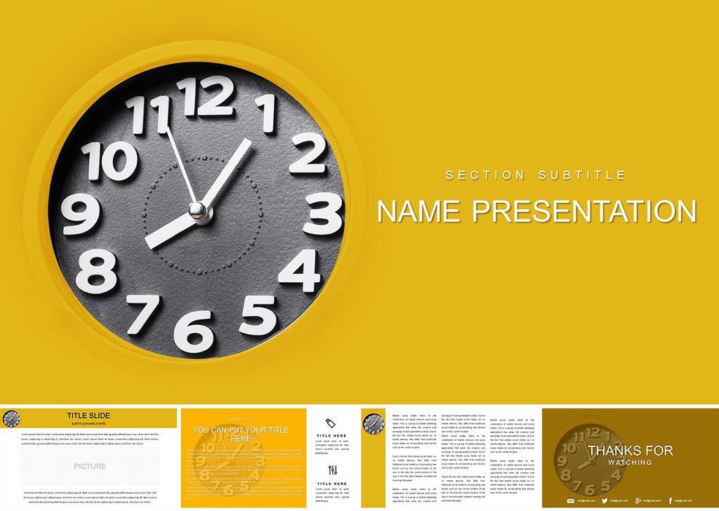 Working Hours, Clock PowerPoint template